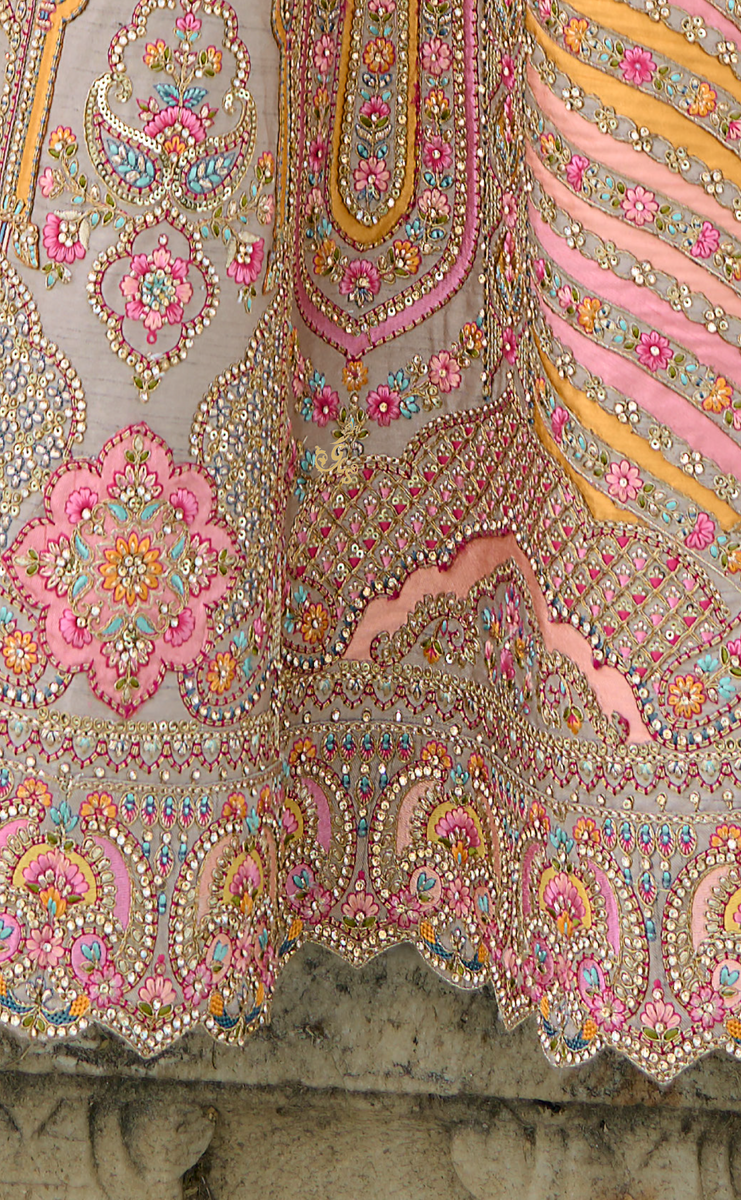 Multicolored Vegan Raw Silk Lehenga Detailed With Madhubani Design ...